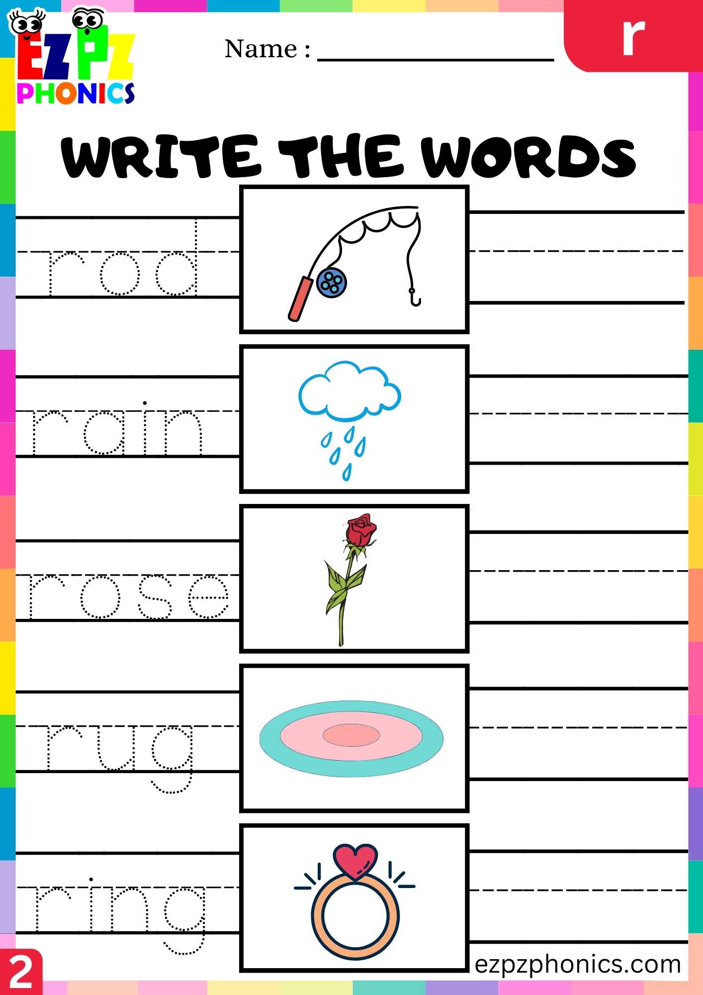 Group2 Letter R Write The Words Beginning Sounds Worksheet - ezpzphonics.com